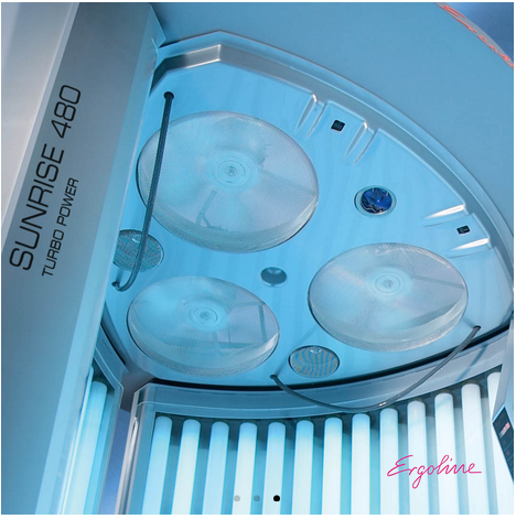 Wolff Tanning > Used - Stand Up Booths > Ergoline Sunrise 480 Turbo Power Tanning Booth